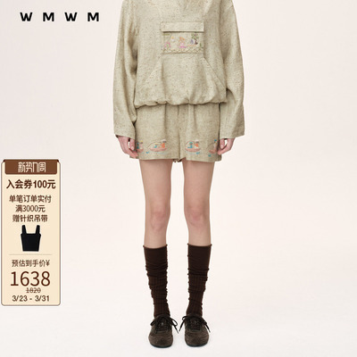 WMWM真丝亚麻十字绣短裤