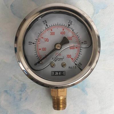 FTB台湾立式充油耐震压力表0-50kg油压液0-4kg压机压力表0-700psi