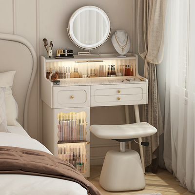 奶油风小型梳妆台60cm小户型卧室简约现代轻奢2025新款迷你化妆台