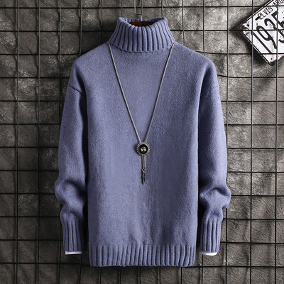 2022秋冬加厚高领针织衫纯色毛衣Men's padded turtle neck