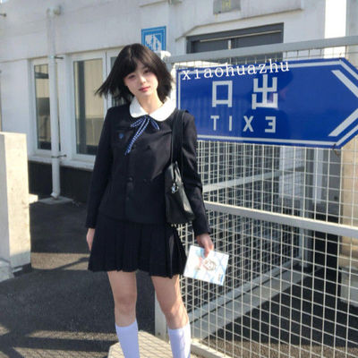 小花猪原创JK柏林冬女西装日系学院校供感绀色西服学生小个子套装