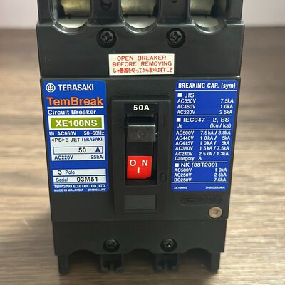 议价TERASAKI XE100NS，3P 50A断路器，原可维修