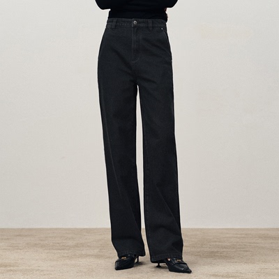 Fabrique DENIM水洗碳黑微弹高腰锥形土耳其牛仔裤女新款