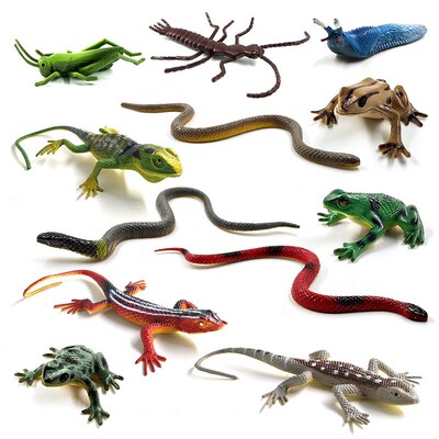 12pcs Frog insect snake lizard ant farm animal Fun model act
