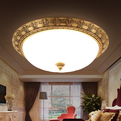 Copper ceiling lamp European retro imitation marble bedroom