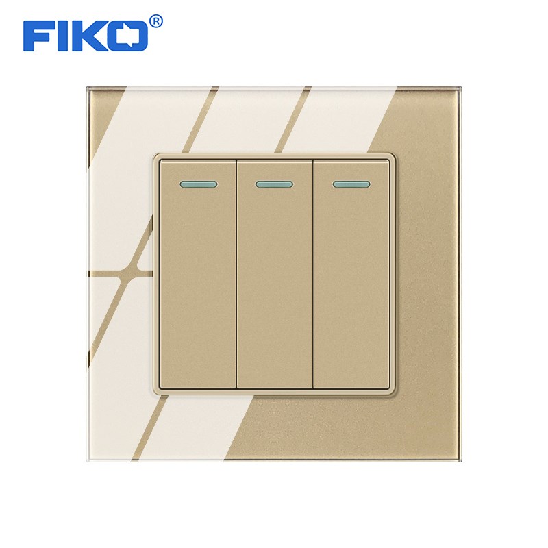 FIKO light switch luxury buttons switches, 3 open double co