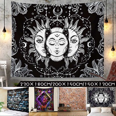 Moon Mandala Tapestry Wall Hanging Psychedelic Tapestry Blan