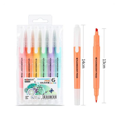 6 Pcs Stationery Highlighter Pen Set School Supplies Double