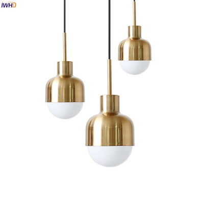 IWHD Nordic Modern Copper Pendant Light Dinning Living Room