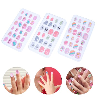 72pcs Kids False Nails Press on Artificial Nail Tip Girl Fa