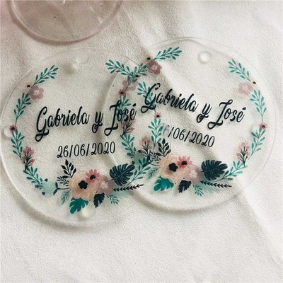 24pcs Personalized Clear Acrylic Wedding Place Cards Glass C