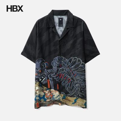 Maharishi Cyber Skeleton Camp Collar Shirt 短袖衬衫男HBX