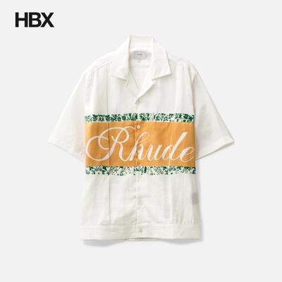 Rhude LINEN CUBAN SHIRT 短袖衬衫男HBX