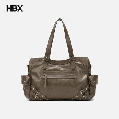 DEINET Stud Pocket Big Bag In Khaki 斜挎包女HBX