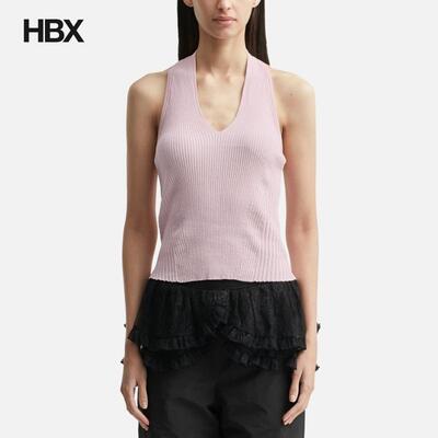 anggae Ribbed Halter Top 上衣女HBX