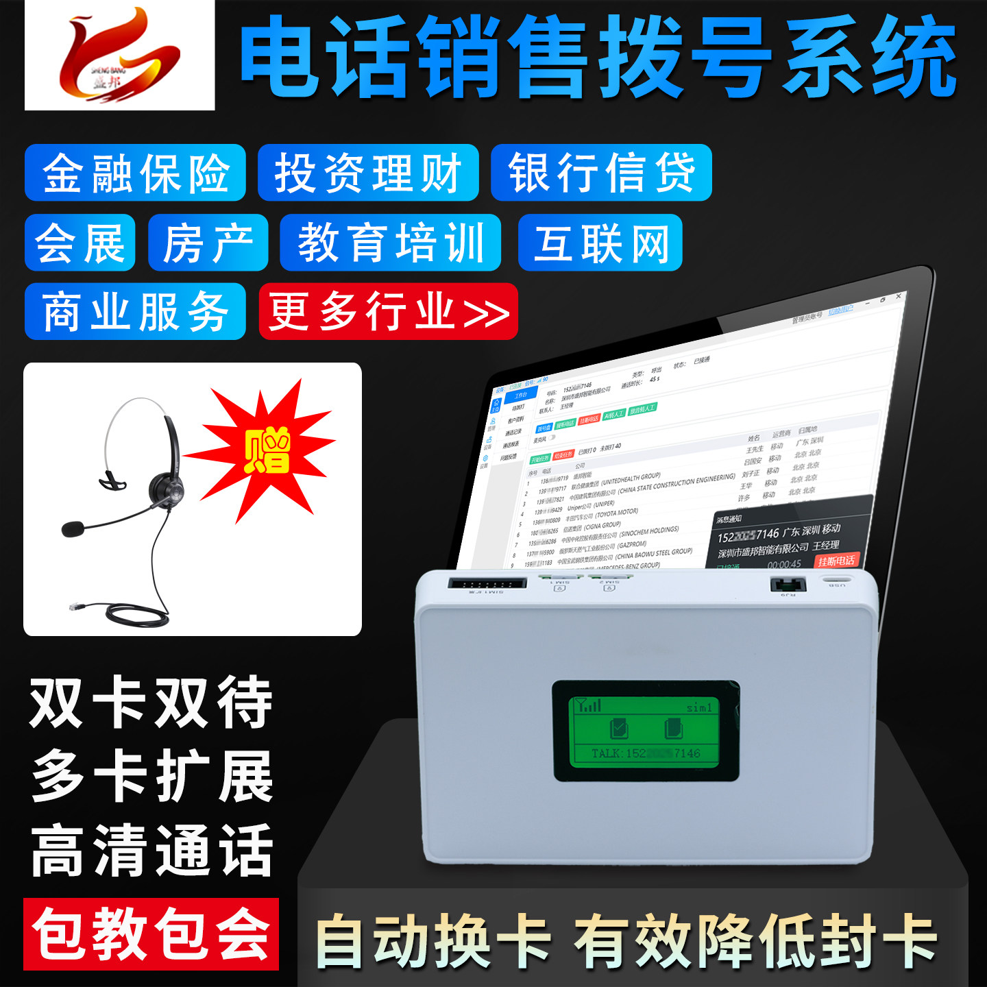 电话录音盒自动弹屏电脑拨号局域网销售客服统一管理系统二次开发