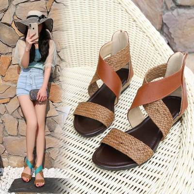 ladies sandals for women summer wedge民族波西米亚凉鞋复古女