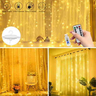 LED Fairy Lights 3 Meter Curtain String Light With Hooks Gar