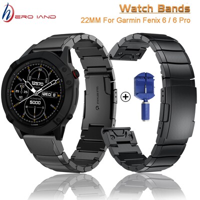 22mm QuickFit Fenix 6 Metal Stainless Steel Watch Band Strap