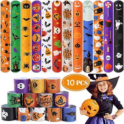 5/10pcs Halloween Slap Bracelets Funny Ghost Party