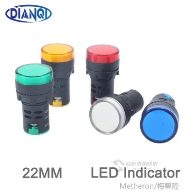 1pcs 12V 24V  220V 380V 22mm Panel Mount LED Power Indicator