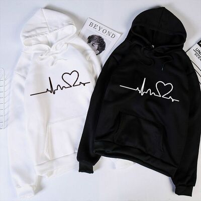 Women Hoodies Casual Harajuku Love Printed Hoodie Autumn