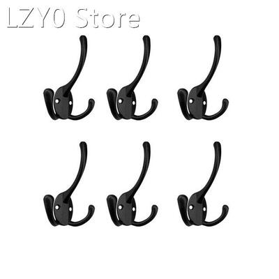 6PCS Big Heavy Duty Three Prongs Coat Hooks Wall Mounted wit