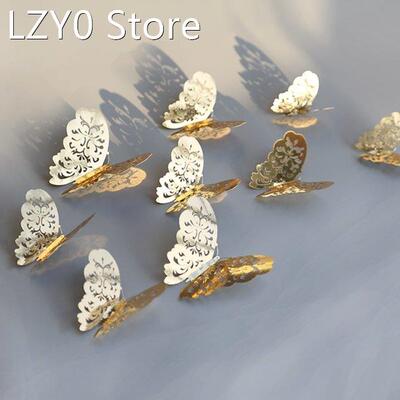 12pcs 3D Hollow Butterfly Wall Sticker for Home Decor DIY Bu