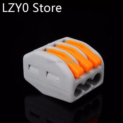 100PCS Spring Lever Push Fit Reuseable Cable 3 Wire Pole Ins