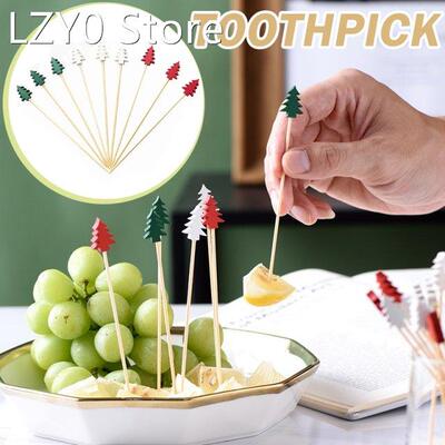 50/100 PCS Christmas Fruit Picks Disposable Dessert Food Pic