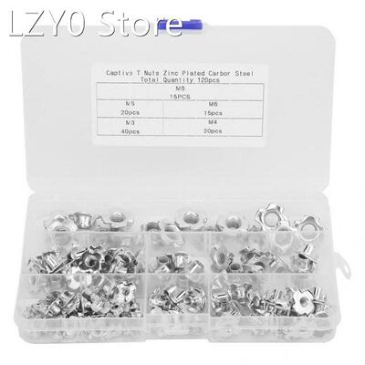 120Pcs Tee Nut Set Carbon Steel Galvanized Wood Board T-Nut