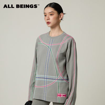 ALL BEINGS2026SS早春新款灰色装饰哈苏线露背设计感长袖T恤女