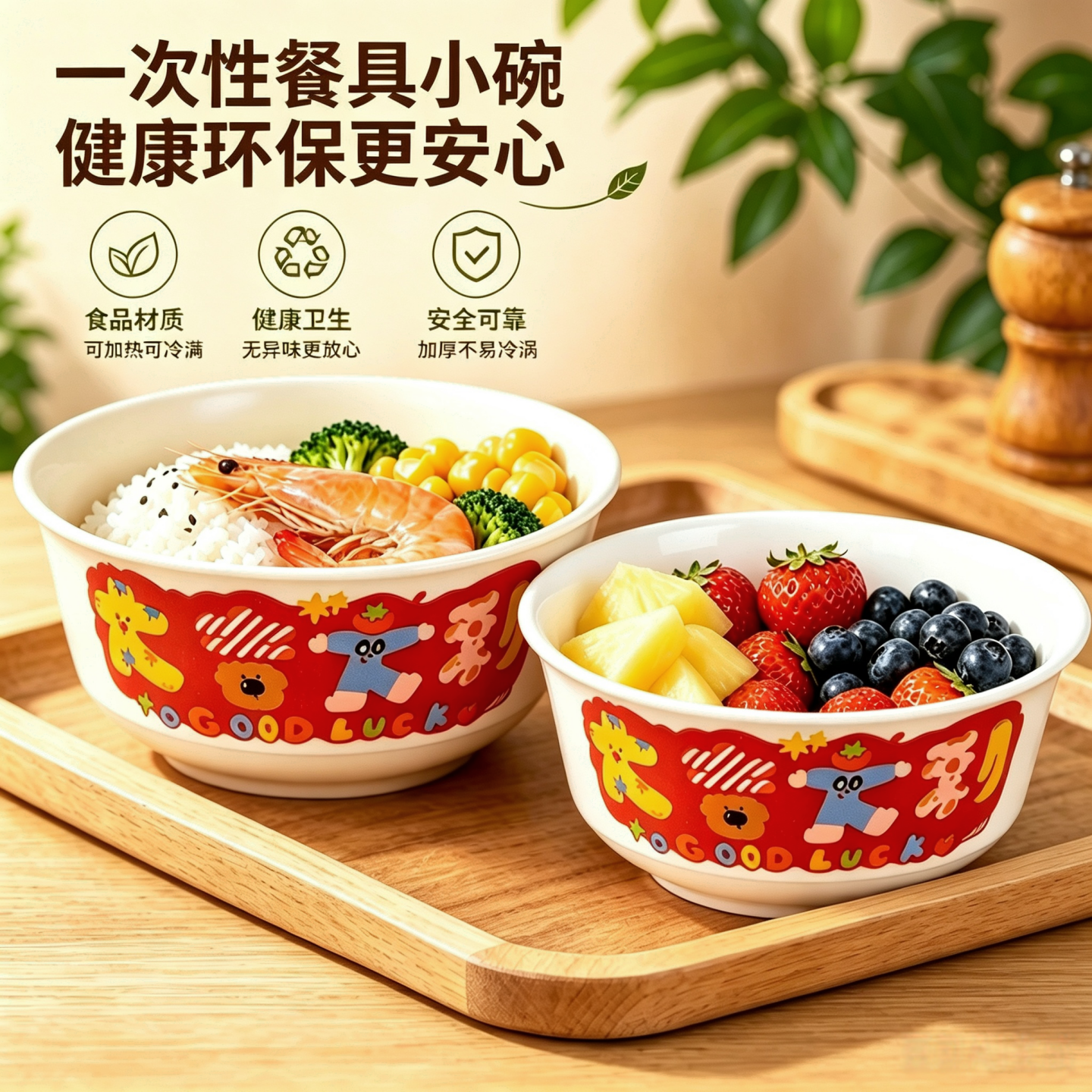 一次性饭碗食品级家用加厚耐高温碗筷套装结婚大野餐户外稻壳餐具
