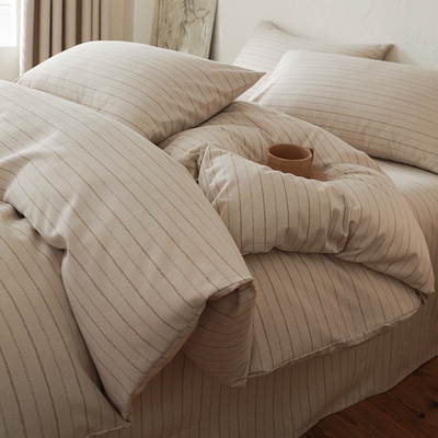 LACASA北欧风秋冬保暖磨毛被套单件被罩床单床笠简约床上三件套