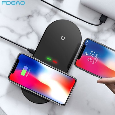 FDGAO 20W 2 in 1 Qi Wireless Charger Pad For iphone 11 XS X