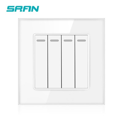 SRAN UK light switches 4 gang 1way crystal tempered glass h