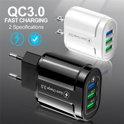 36W Quick Charger  QC3.0 Portable 3 Fast Charging Ports Tra