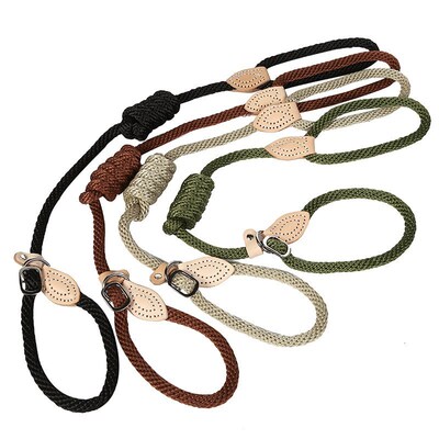 Hemp rope Dog Leash P Chain Slip Collar pet Walking Leads D