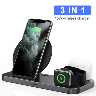 3 in 1 15W Wireless Charger for Samsung Note 20 10 9 S10 iP