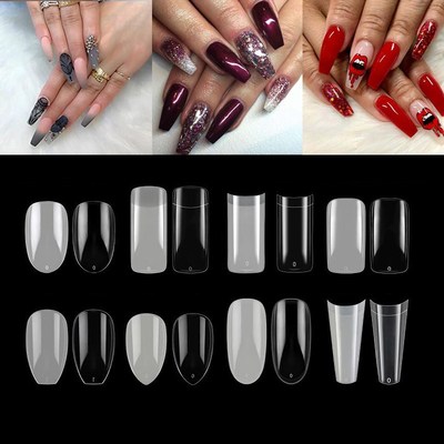 500pcs False Fake Nails Tips Coffin French Ballerina Clear
