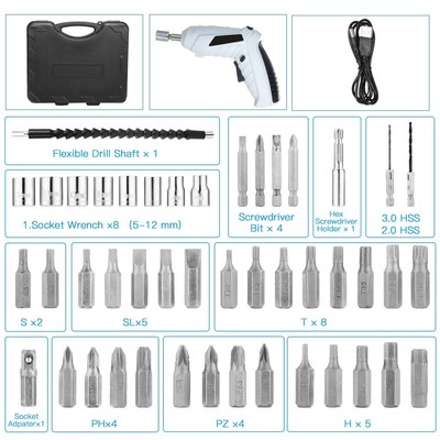47pcs Electric Screwdriver Lithium Battery Rechargeable Dril
