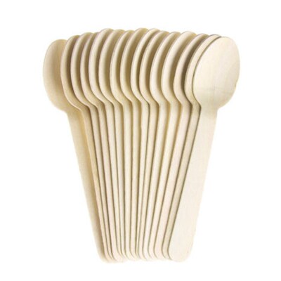 100pcs/pack Bamboo Wooden Cutlery Biodegradable Disposable K