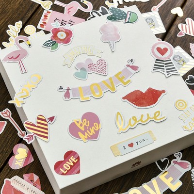 KSCRAFT 70pcs My Sweet Love Foil Gold Paper Die Cut Sticker