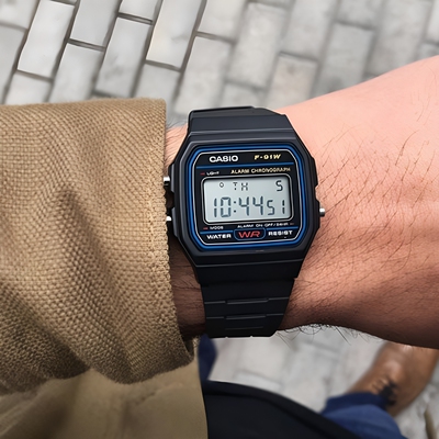 卡西欧CASIO 复古小方块 防水电子表 F-91W 带日历闹钟 学生手表