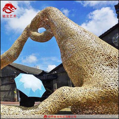 竹编茶壶造景艺术定制竹艺编织异形造型装置定做景区艺术休息亭