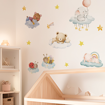 《Fantasy Dream》原创绘本风星星动物可爱治愈儿童墙贴墙面装饰