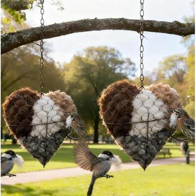 Handmade Fiber Bird Nesting Heart 手工纤维鸟巢心