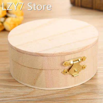 Round Wooden Storage Box Wooden Box Lipstick Jewelry Storage