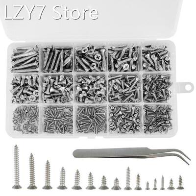 596 pcs M2 M3 M4 Cross Flat Head Self Tapping Screw Assortme