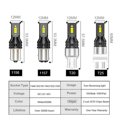 1X Signal Lamp 7440 W21W W21/5W T20 Led 7443 3750 SMD White